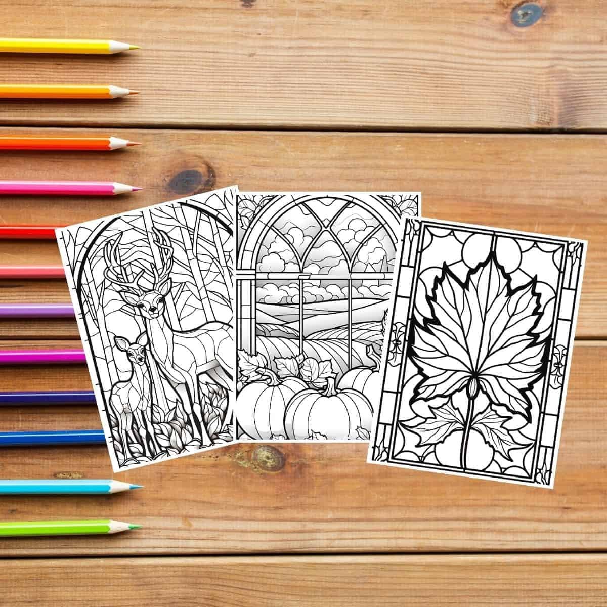 15 Free Stained Glass Fall Coloring Pages For Adults