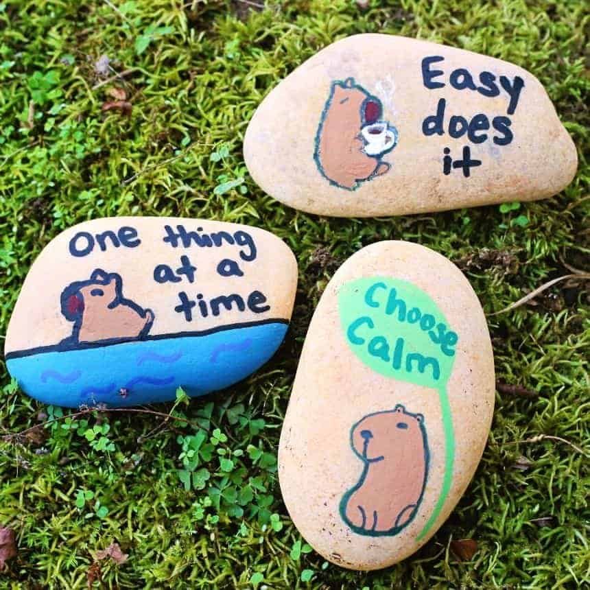 Create Capybara Painted Rocks For Effortless Slow Living